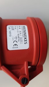 Red CEE male 32A to female 16A adapter - EVChargeking